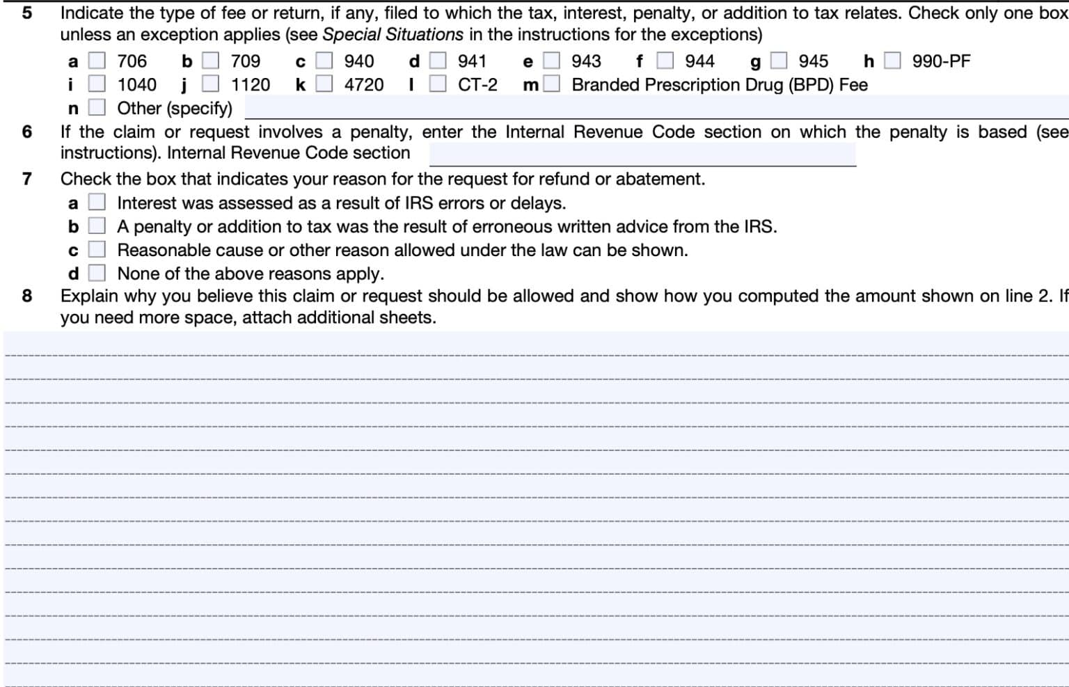 IRS Form 843 Instructions