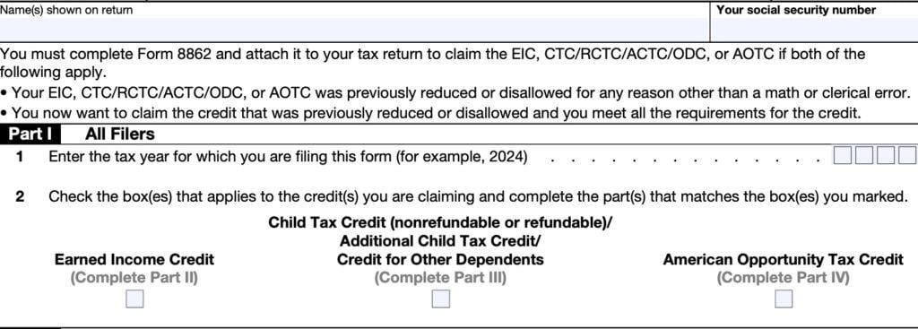 IRS Form 8862 Instructions