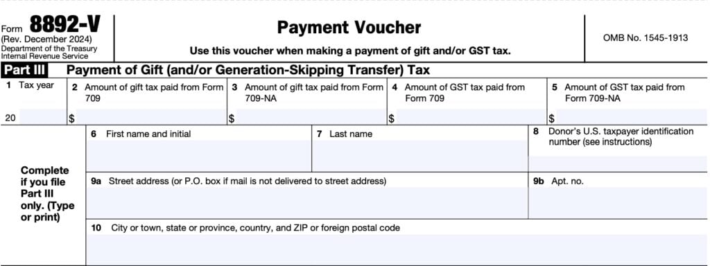 IRS Form 8892 Instructions - Gift Tax Return Extension
