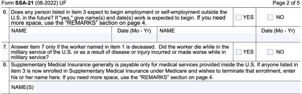 Form SSA-21 Instructions - Overseas Social Security Claims