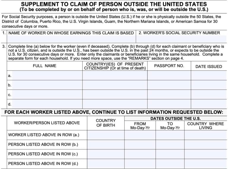 Form SSA-21 Instructions - Overseas Social Security Claims