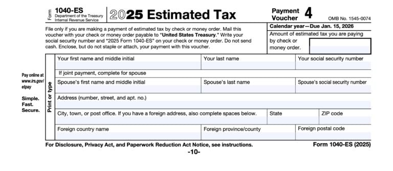 IRS Form 1040-ES Instructions - Estimated Tax Payments