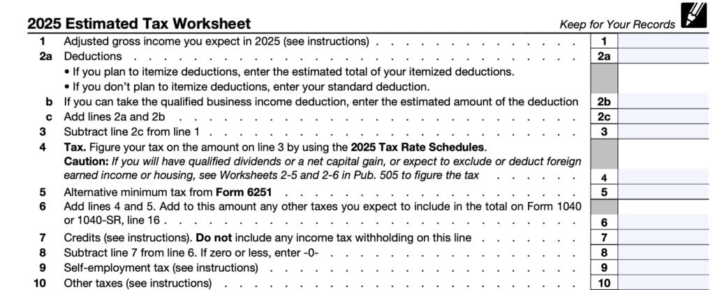 IRS Form 1040-ES Instructions - Estimated Tax Payments