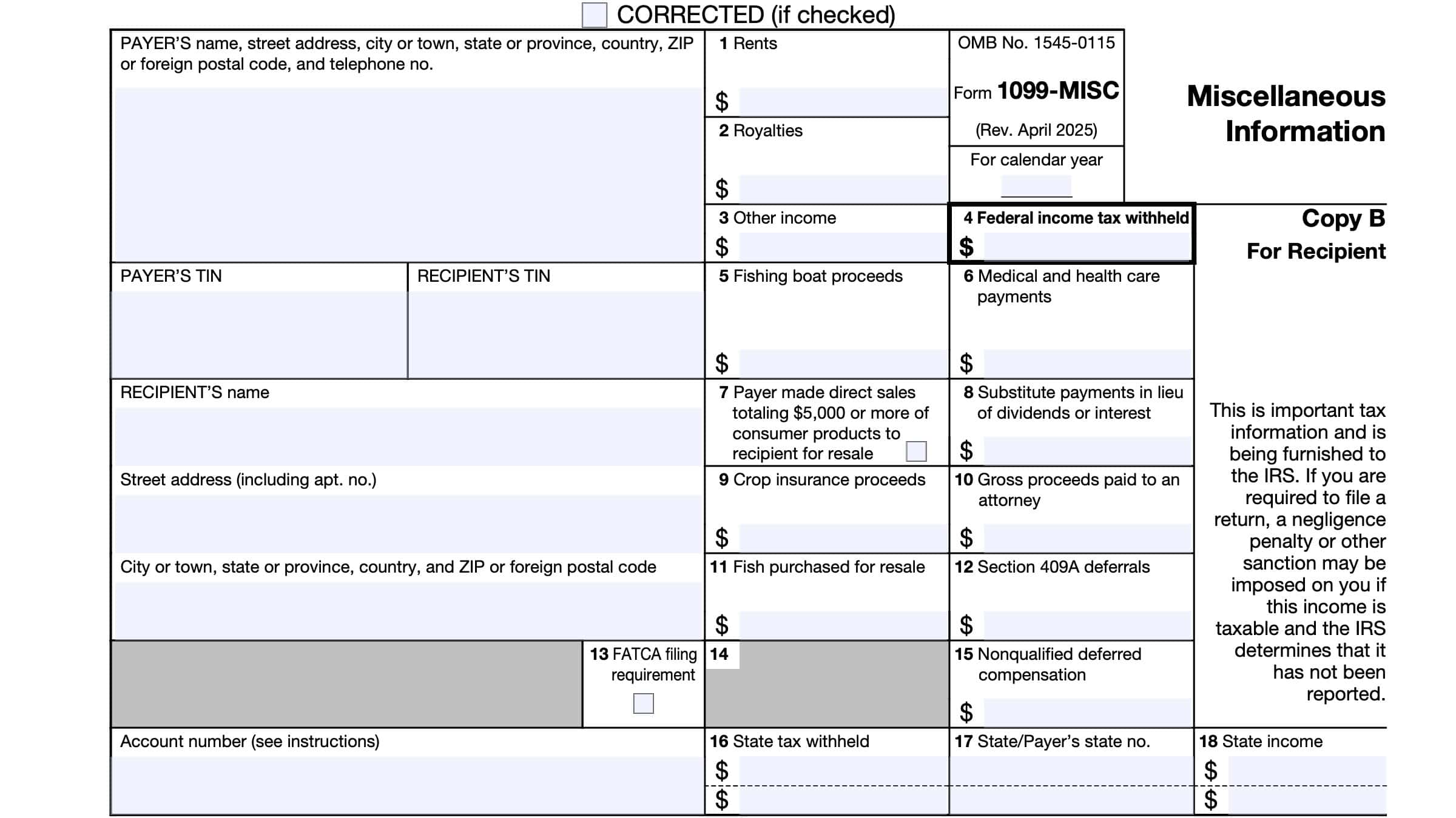 IRS Form 1099-MISC Instructions - Miscellaneous Information