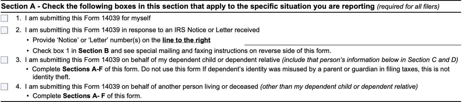 IRS Form 14039 Instructions - Your Identity Theft Affidavit