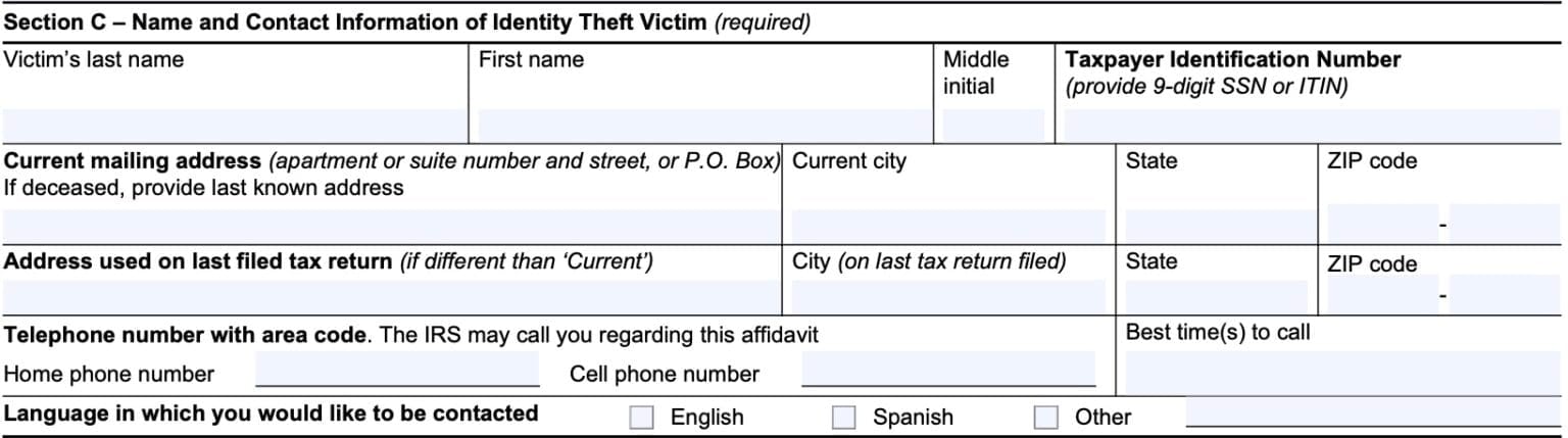 IRS Form 14039 Instructions - Your Identity Theft Affidavit