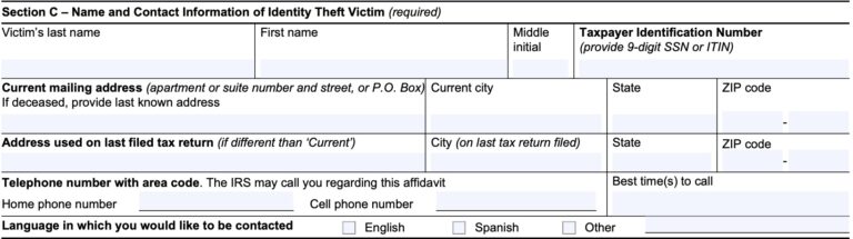 IRS Form 14039 Instructions - Your Identity Theft Affidavit
