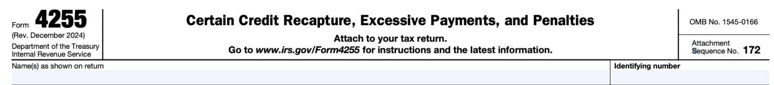 IRS Form 4255 Instructions - Recapture of Investment Credit