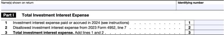 IRS Form 4952 Instructions: Investment Interest Deduction