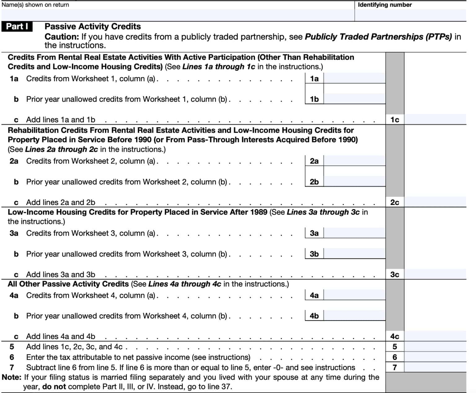 IRS Form 8582-CR Instructions - Passive Activity Credit Limits