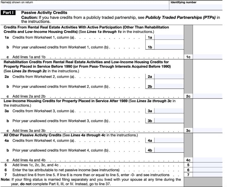 IRS Form 8582-CR Instructions - Passive Activity Credit Limits