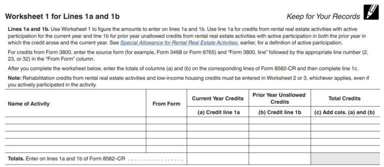IRS Form 8582-CR Instructions - Passive Activity Credit Limits