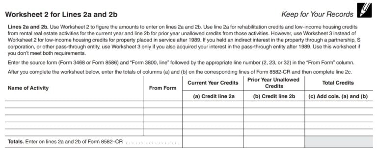 IRS Form 8582-CR Instructions - Passive Activity Credit Limits