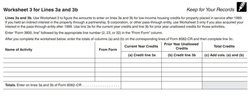 IRS Form 8582-CR Instructions - Passive Activity Credit Limits