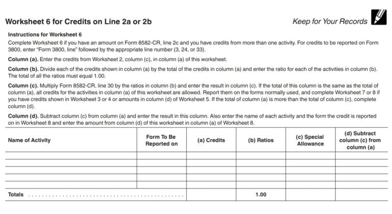 IRS Form 8582-CR Instructions - Passive Activity Credit Limits