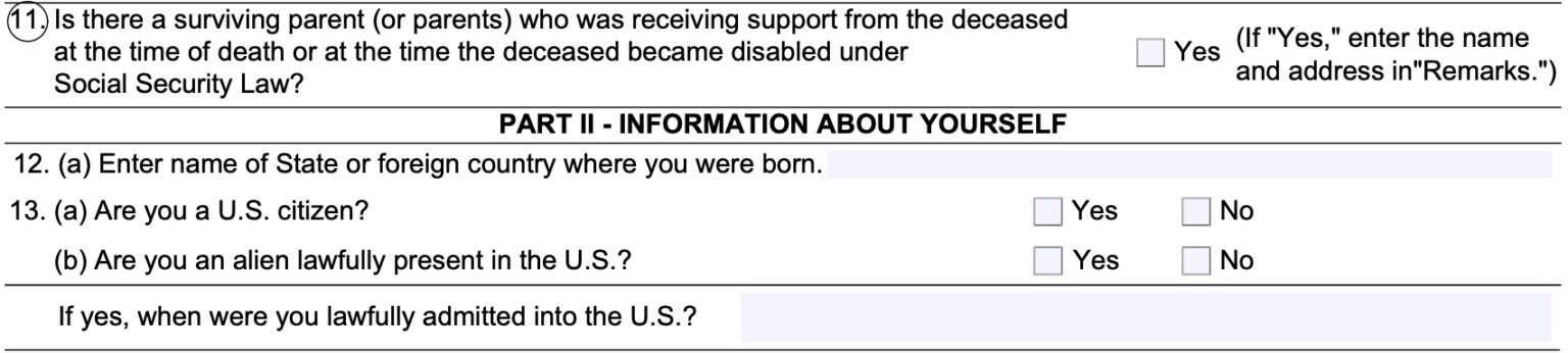 Form SSA 10 Instructions - Applying for Survivor Benefits