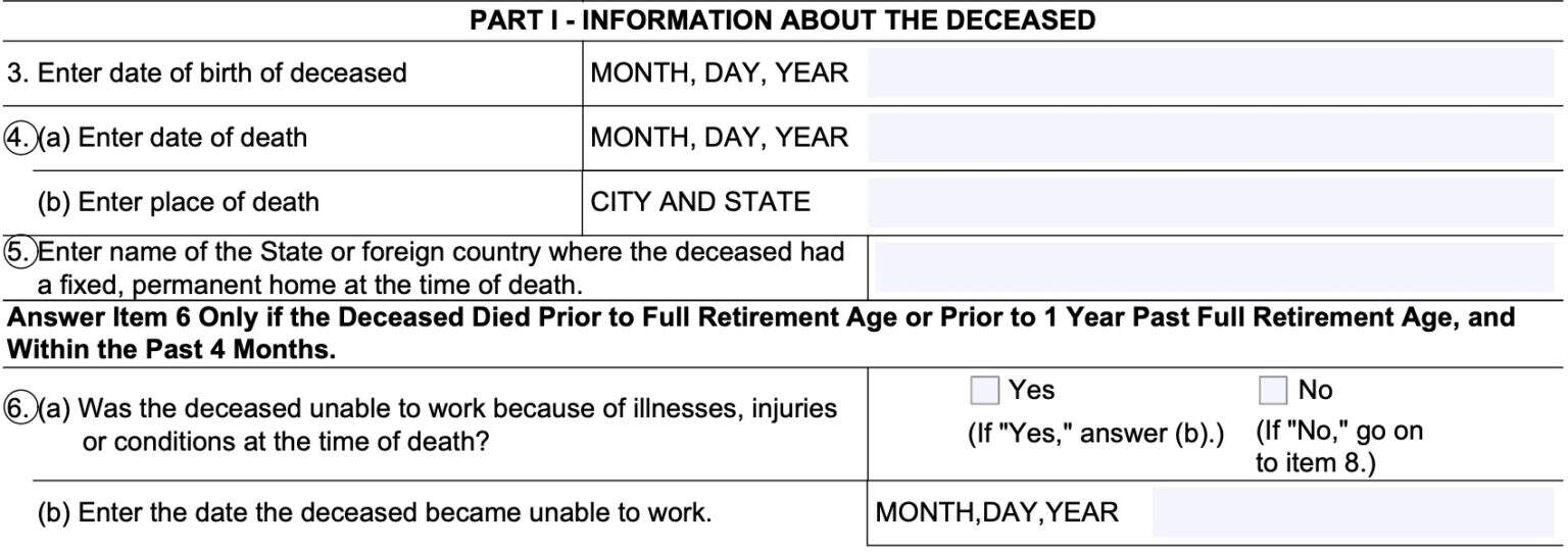 Form SSA 10 Instructions - Applying for Survivor Benefits