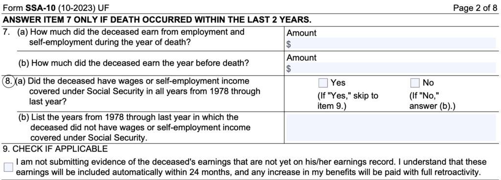Form SSA 10 Instructions - Applying for Survivor Benefits