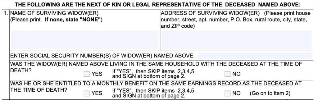 Form SSA 1724 Instructions: Claims On Behalf of a Decedent