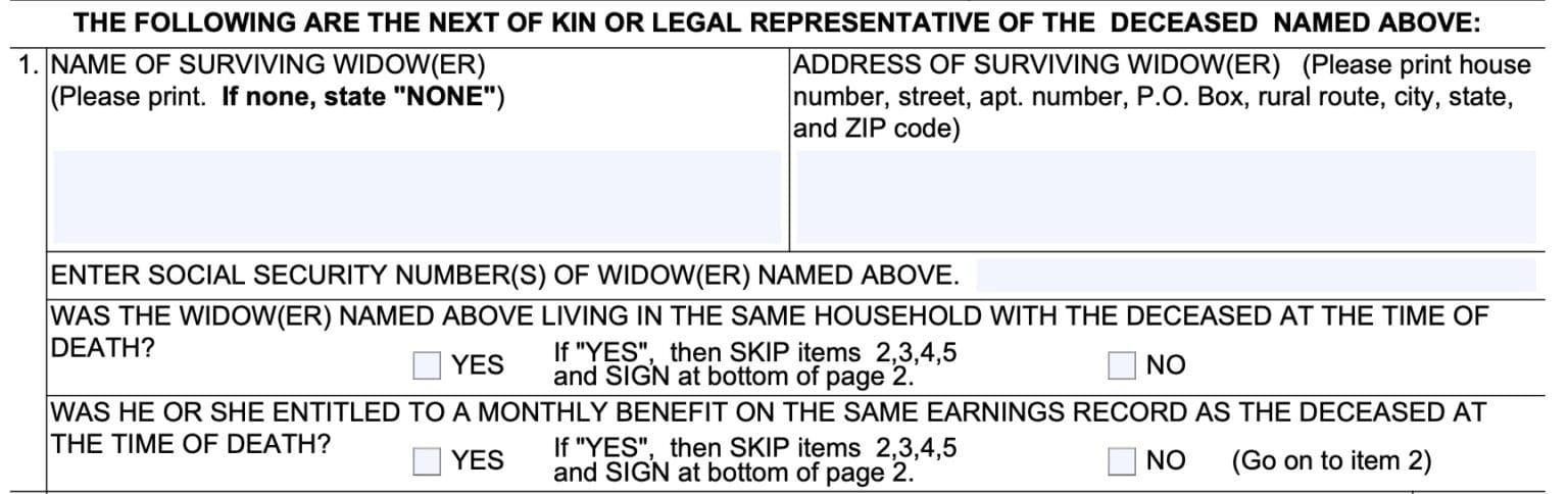 Form SSA 1724 Instructions: Claims On Behalf of a Decedent