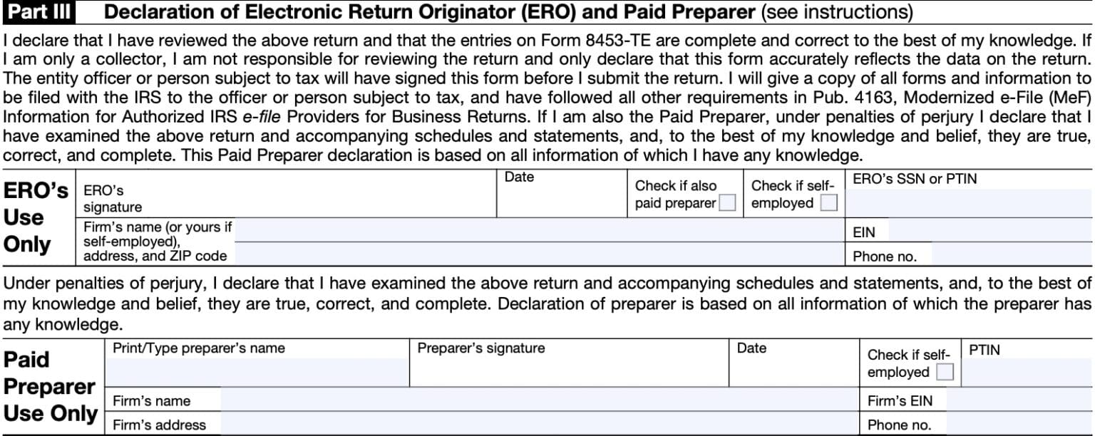 IRS Form 8453-TE Instructions - Tax-Exempt E-file Declaration