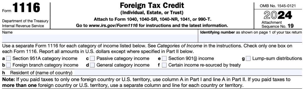 IRS Form 1116 Instructions - Claiming the Foreign Tax Credit