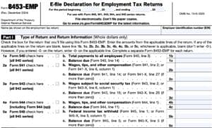 IRS Form 8453-EMP Instructions: Efile for Employment Taxes