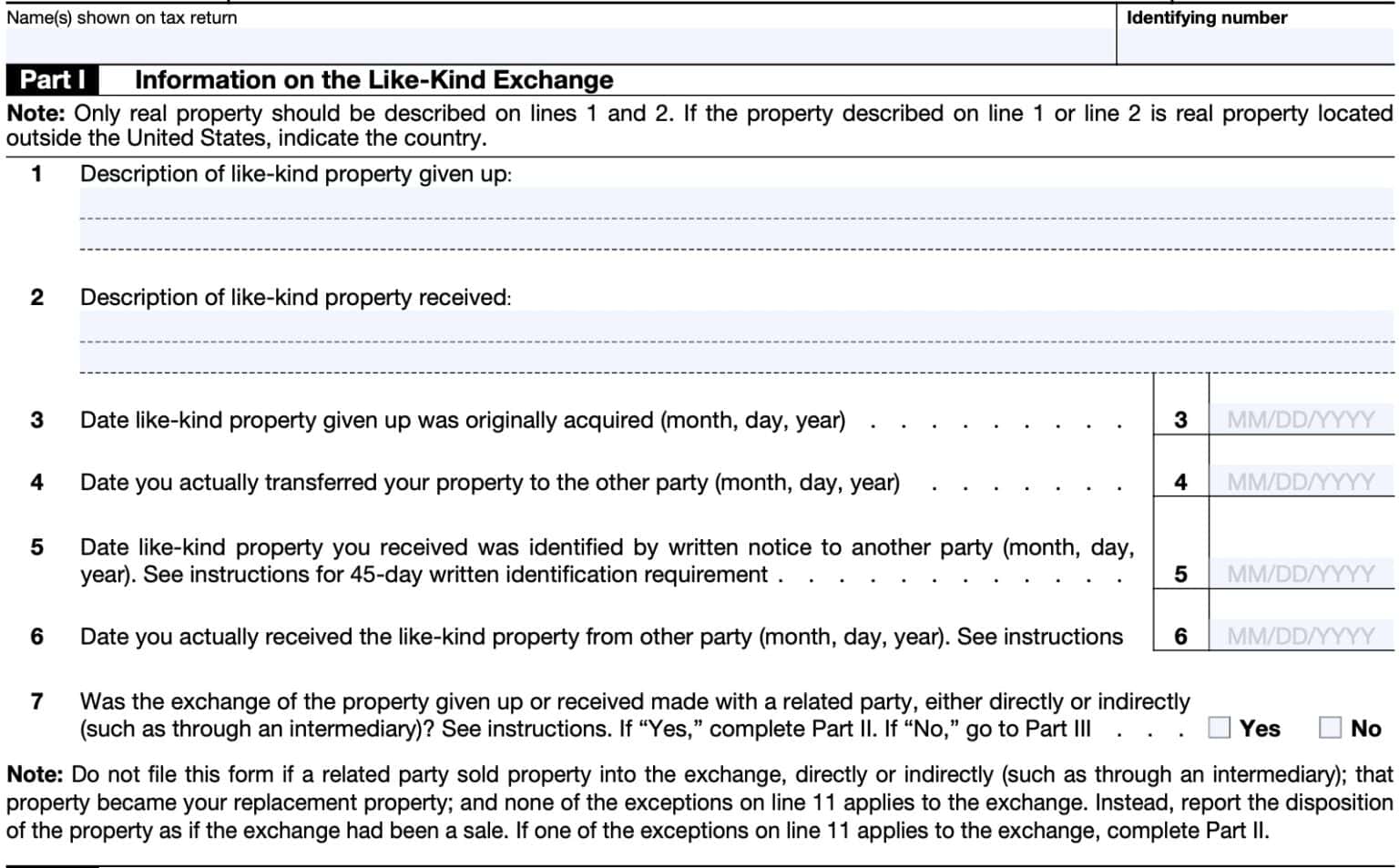 IRS Form 8824 Instructions: Like-Kind Exchanges