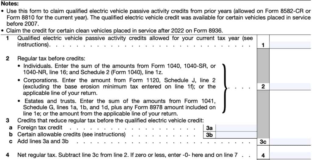 IRS Form 8834 Instructions - Qualified Electric Vehicle Credit
