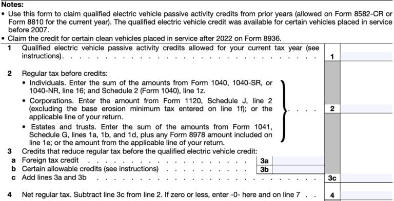IRS Form 8834 Instructions - Qualified Electric Vehicle Credit