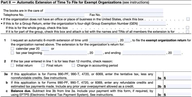 IRS Form 8868 Instructions - Exempt Organization Extension