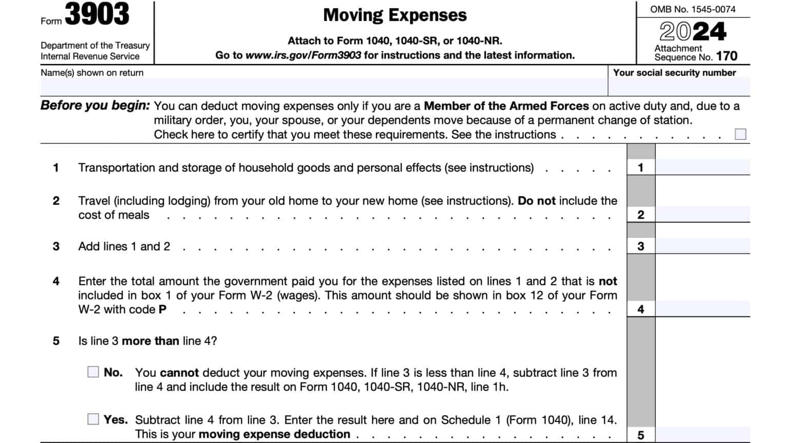 IRS Form 3903 Instructions