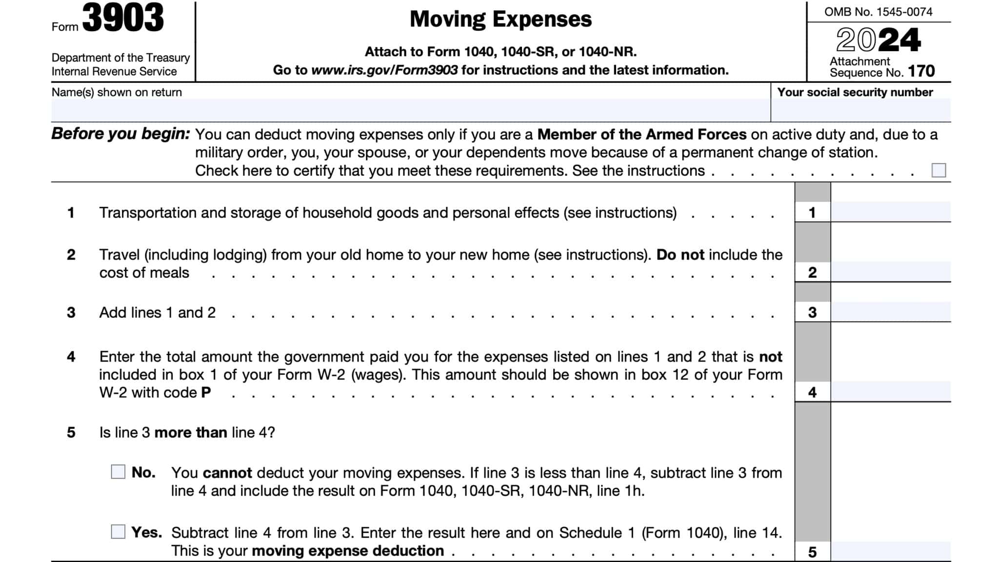 IRS Form 3903 Instructions