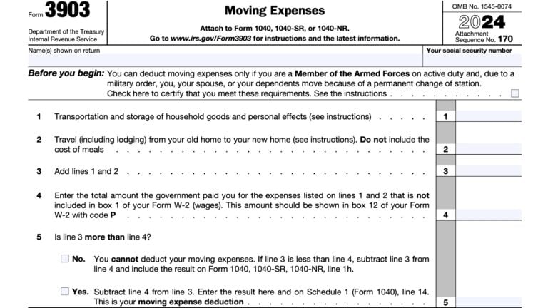 IRS Form 3903 Instructions