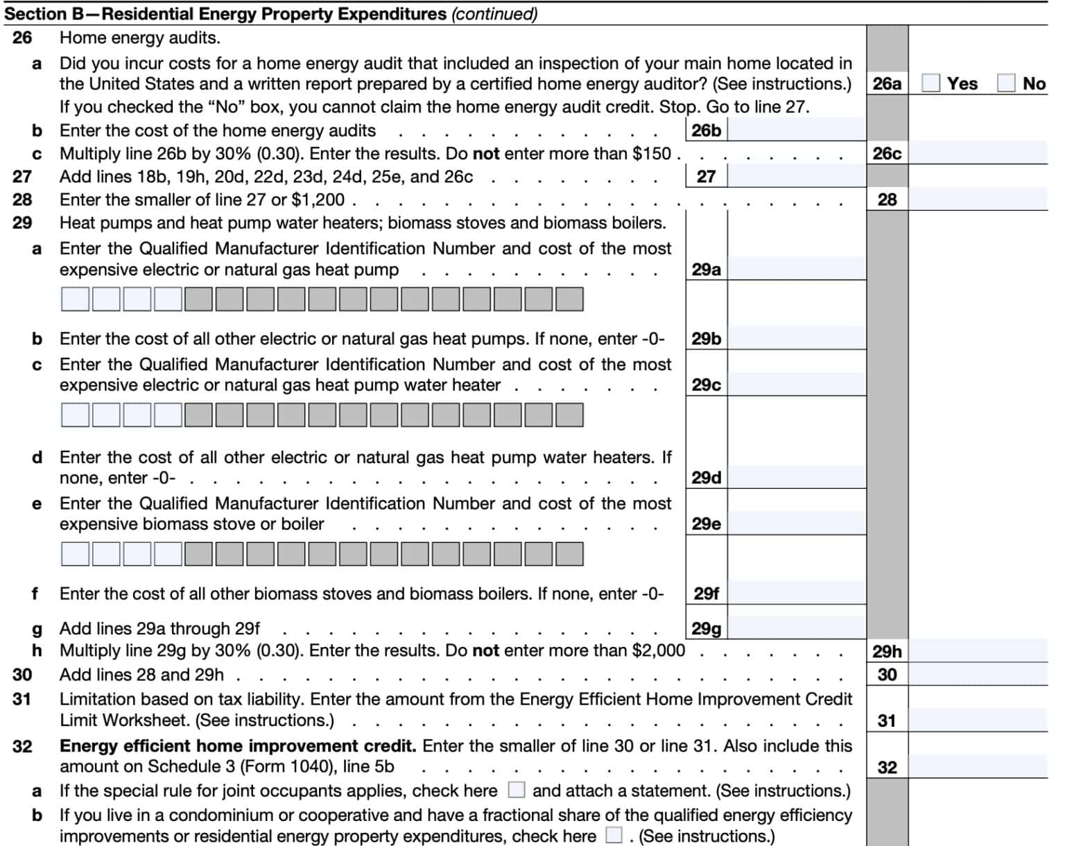 IRS Form 5695 Instructions - Residential Energy Credits