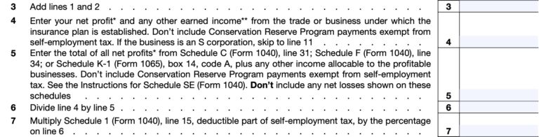 IRS Form 7206 Instructions - Self-Employed Health Insurance