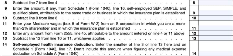 IRS Form 7206 Instructions - Self-Employed Health Insurance