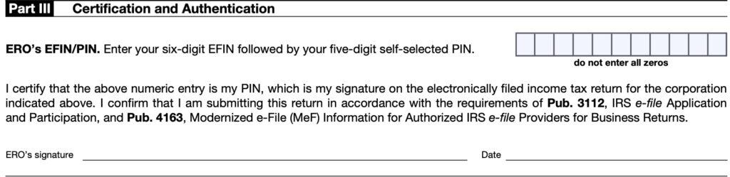 IRS Form 8879-CORP Instructions -Efile for Corporations