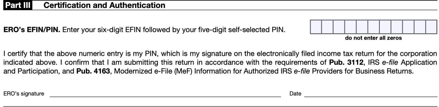 IRS Form 8879-CORP Instructions -Efile for Corporations