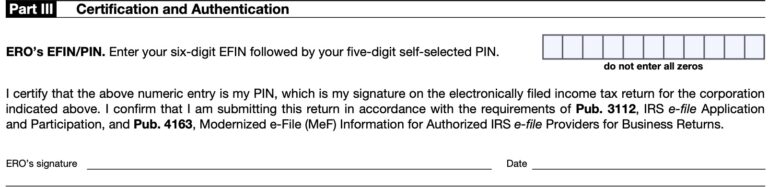 IRS Form 8879-CORP Instructions -Efile for Corporations