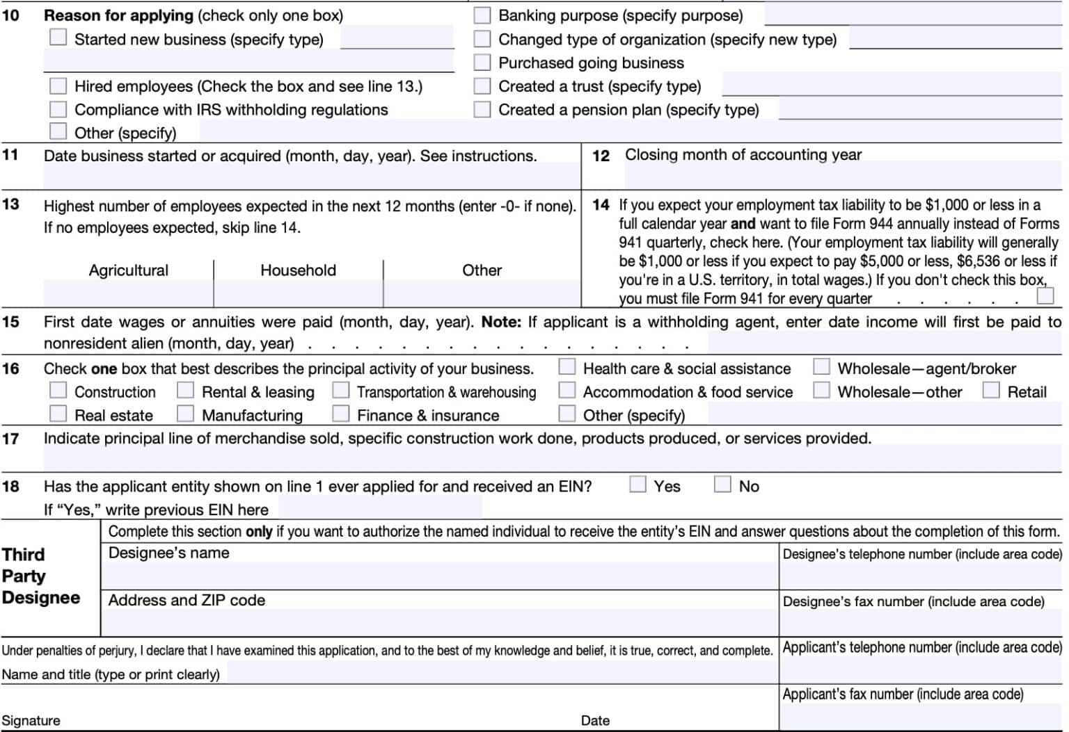 IRS Form SS-4 Instructions - Getting an Employer Identification Number
