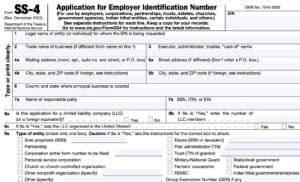 Form SS-4 Instructions - Getting an Employer Identification Number