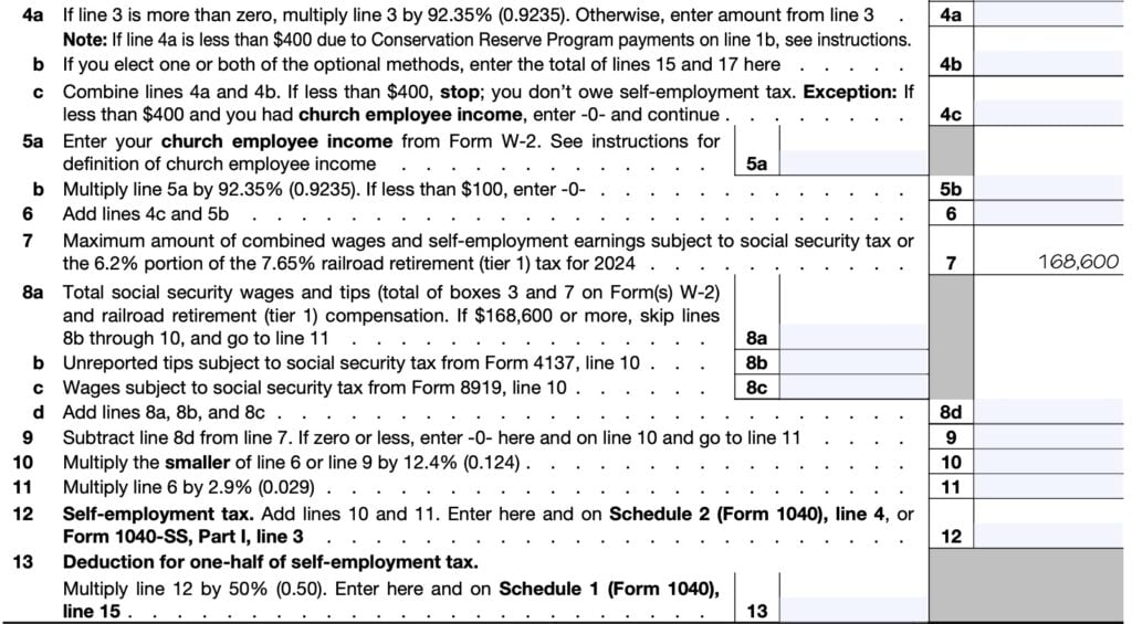 IRS Schedule SE Instructions - Self-Employment Tax