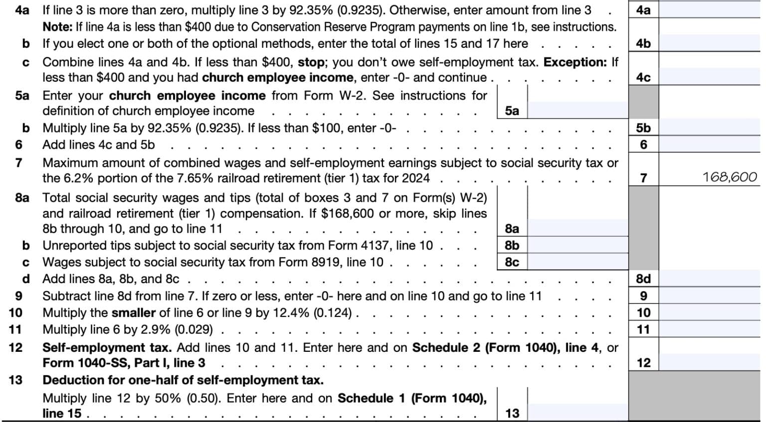 IRS Schedule SE Instructions - Self-Employment Tax
