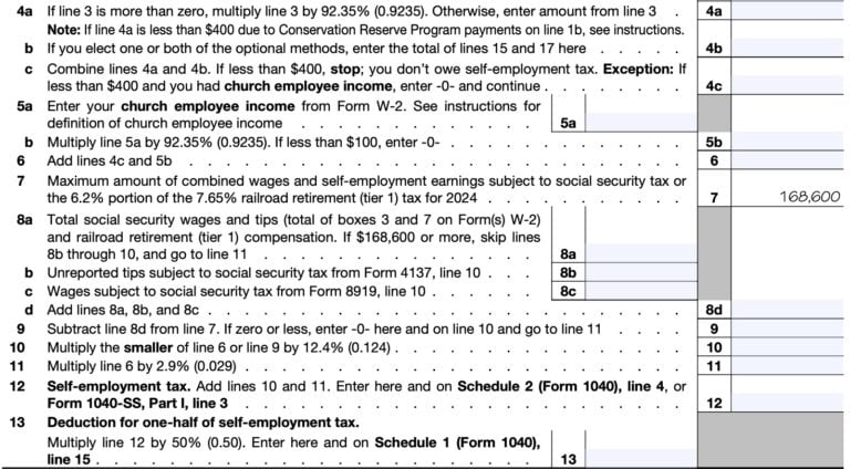IRS Schedule SE Instructions - Self-Employment Tax