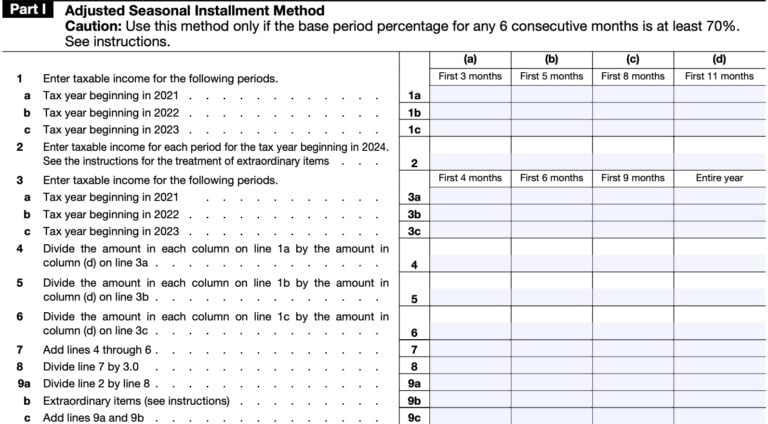 IRS Form 2220 Instructions - Estimated Corporate Tax