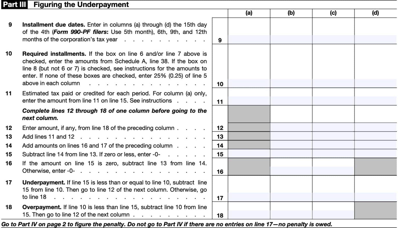 IRS Form 2220 Instructions - Estimated Corporate Tax