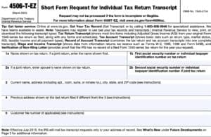 IRS Form 4506-T-EZ Instructions