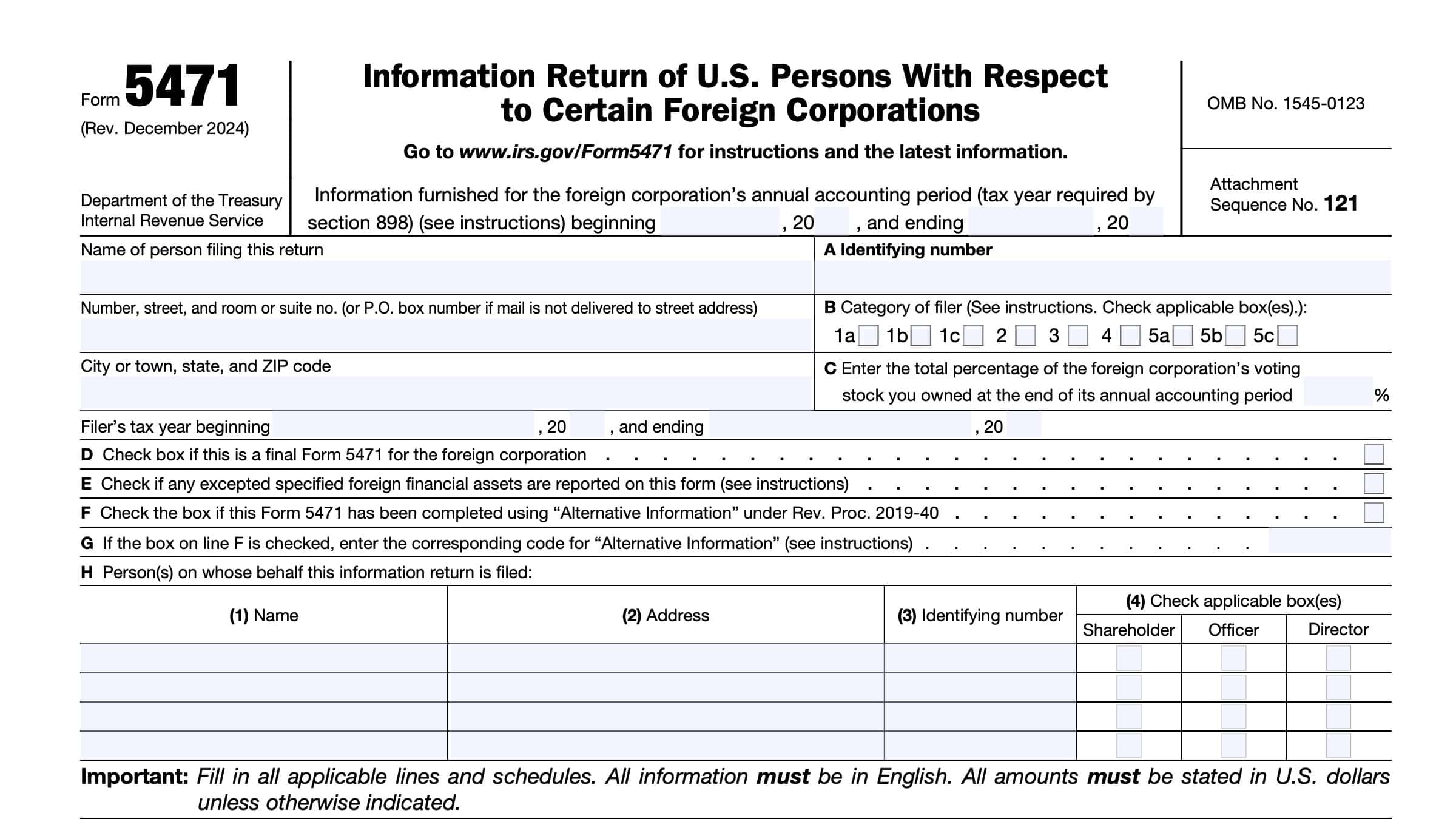 IRS Form 5471 Instructions - CFC Tax Reporting for U.S. Persons