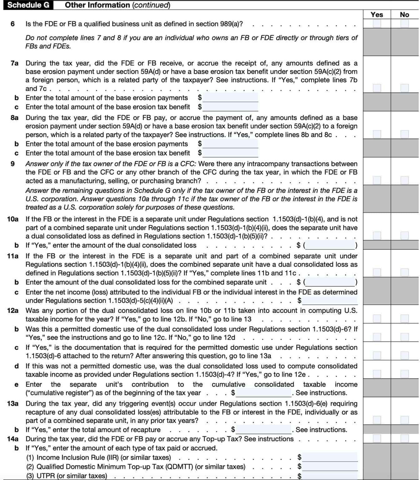 IRS Form 8858 Instructions - Information Return for FDEs & FBs